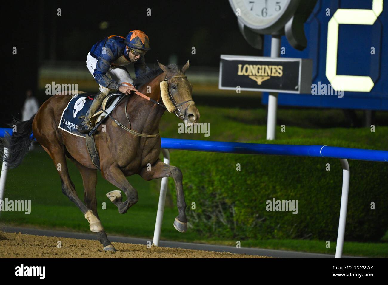 DUBAI, UAE, 13th February 2026. Vladivia wins the 6th race of the Dubai ...