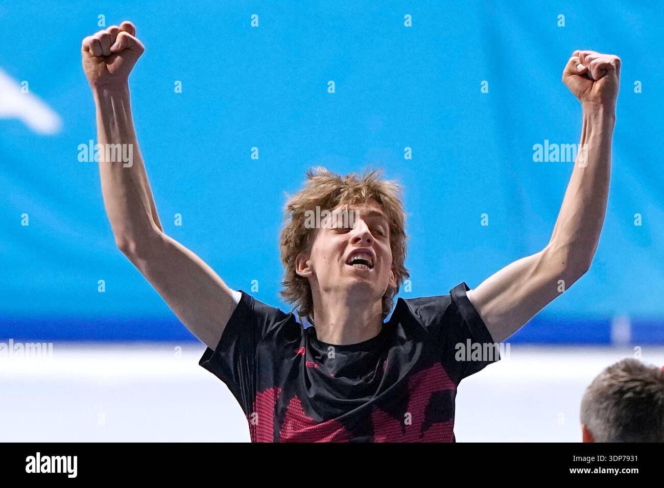 Metodej Jilek of Czechia celebrates winning the gold medal in the men's ...