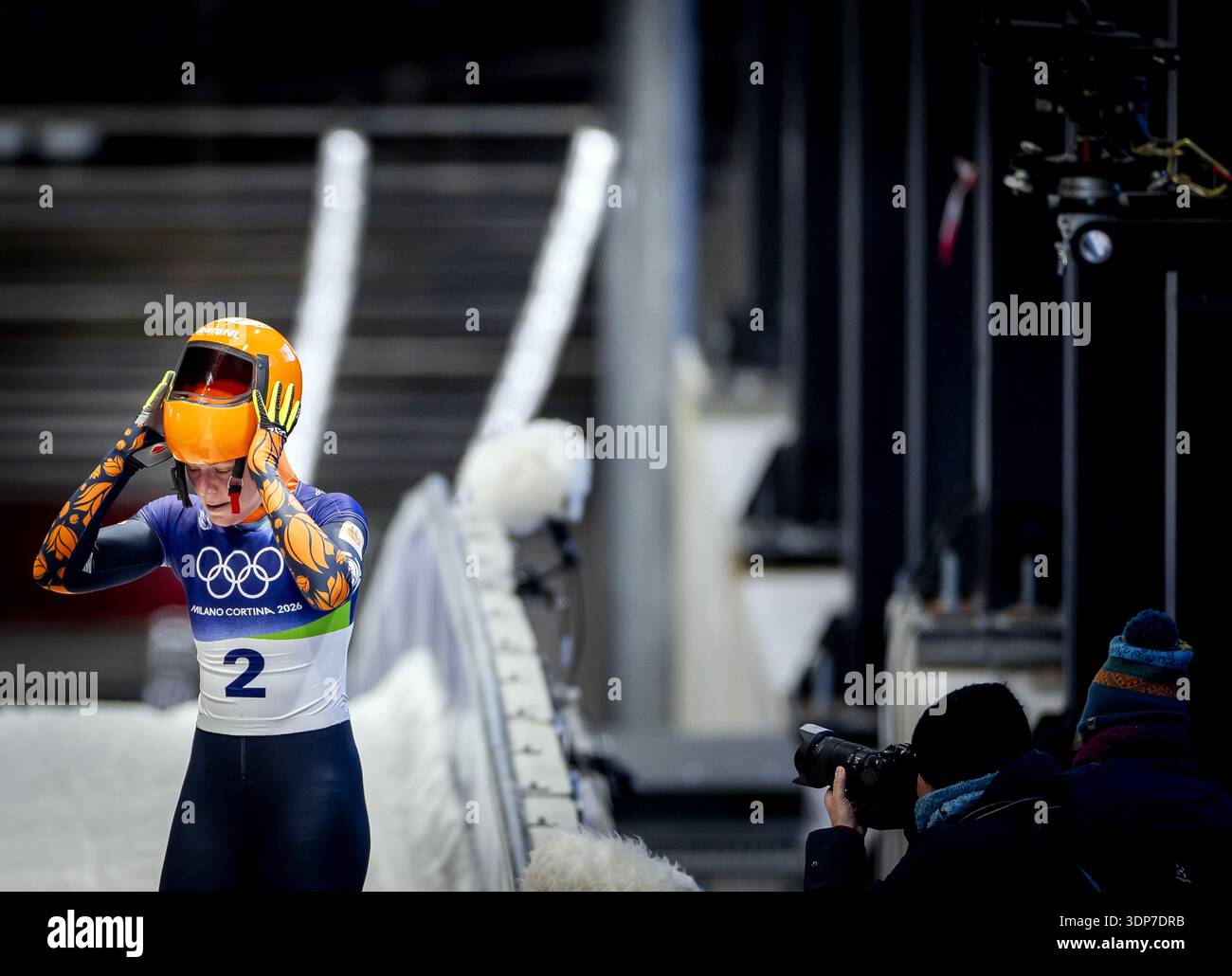CORTINA D'AMPEZZO - Skeleton star Kimberley Bos during the first heat ...
