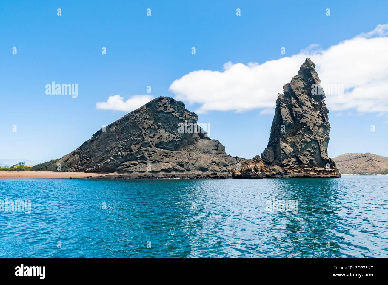 Pinnacle Rock (Bartolome, Galapagos Island). The landscape features ...