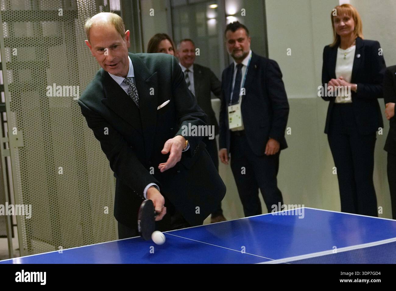 Britain's Prince Edward, Duke of Edinburgh plays table tennis as he ...