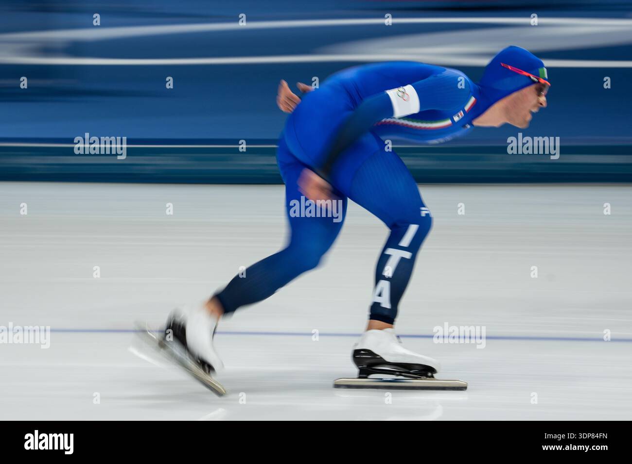 Riccardo Lorello (3-I) of Italy competes during the Men’s 5000m Speed ...