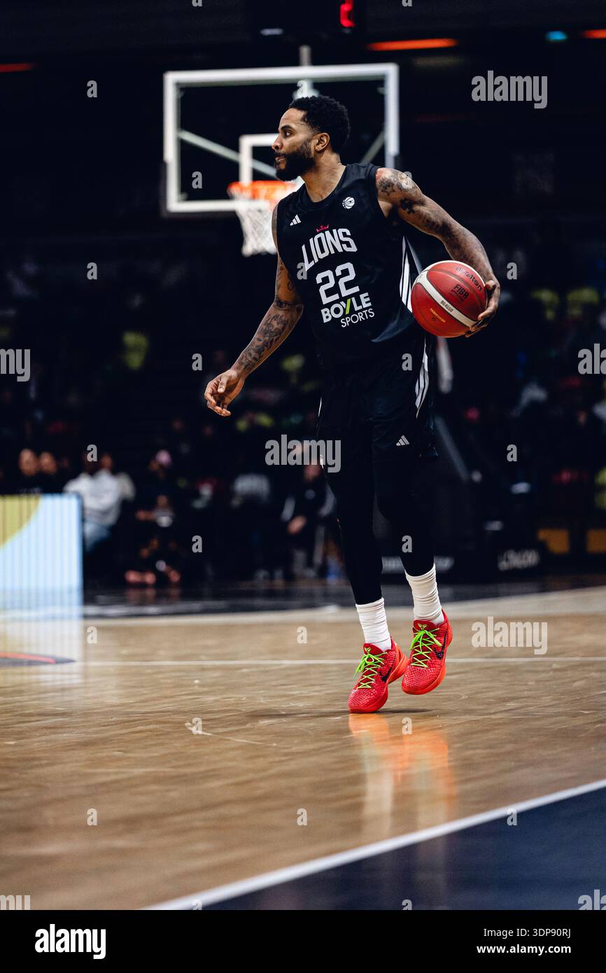 London, UK. 13 February, 2026 Lions' player Tarik Phillip during SLB ...
