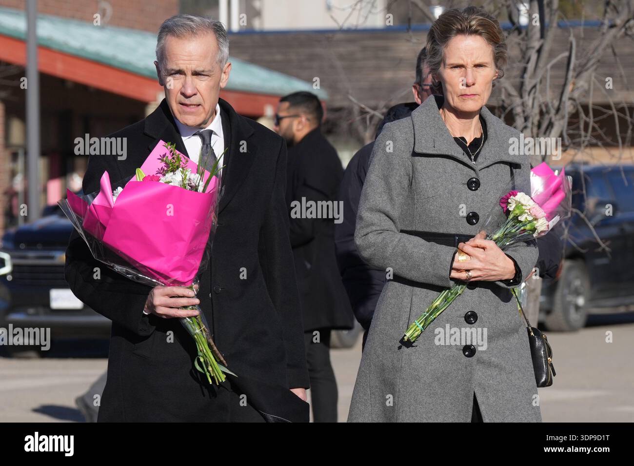 Tumbler Ridge Canada 13th Feb 2026 Prime Minister Mark Carney And