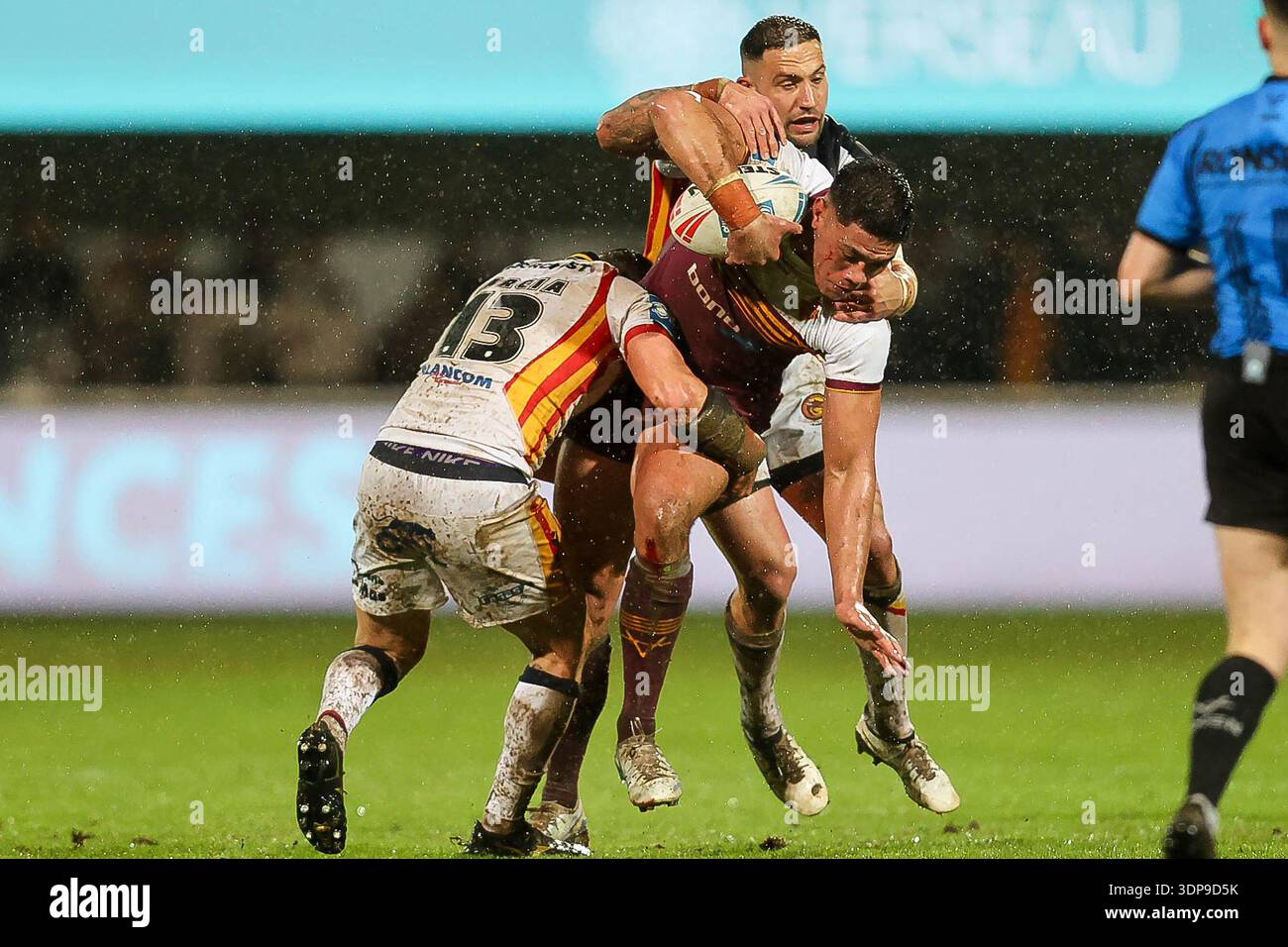 Chris Patolo is tackled during the BetFred Super League match between ...