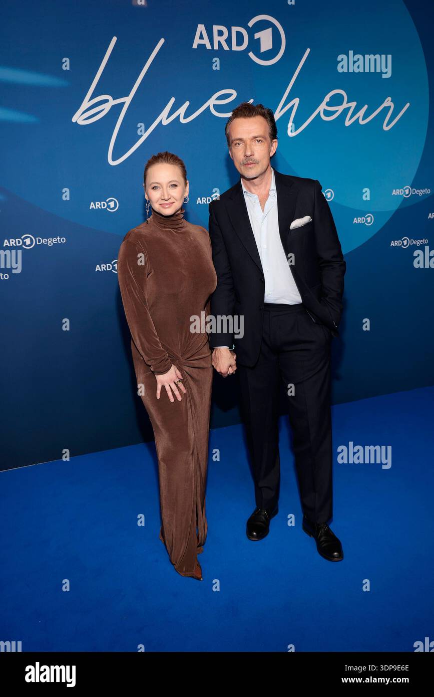 Anna Maria Muehe and Lucas Gregorowicz attend the Blue Hour Reception ...