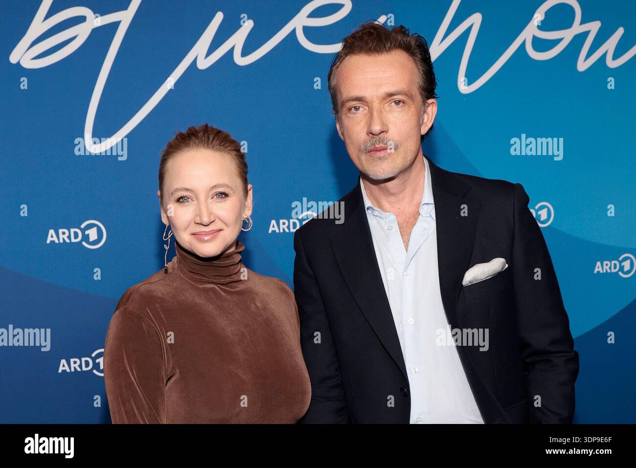 Anna Maria Muehe and Lucas Gregorowicz attend the Blue Hour Reception ...