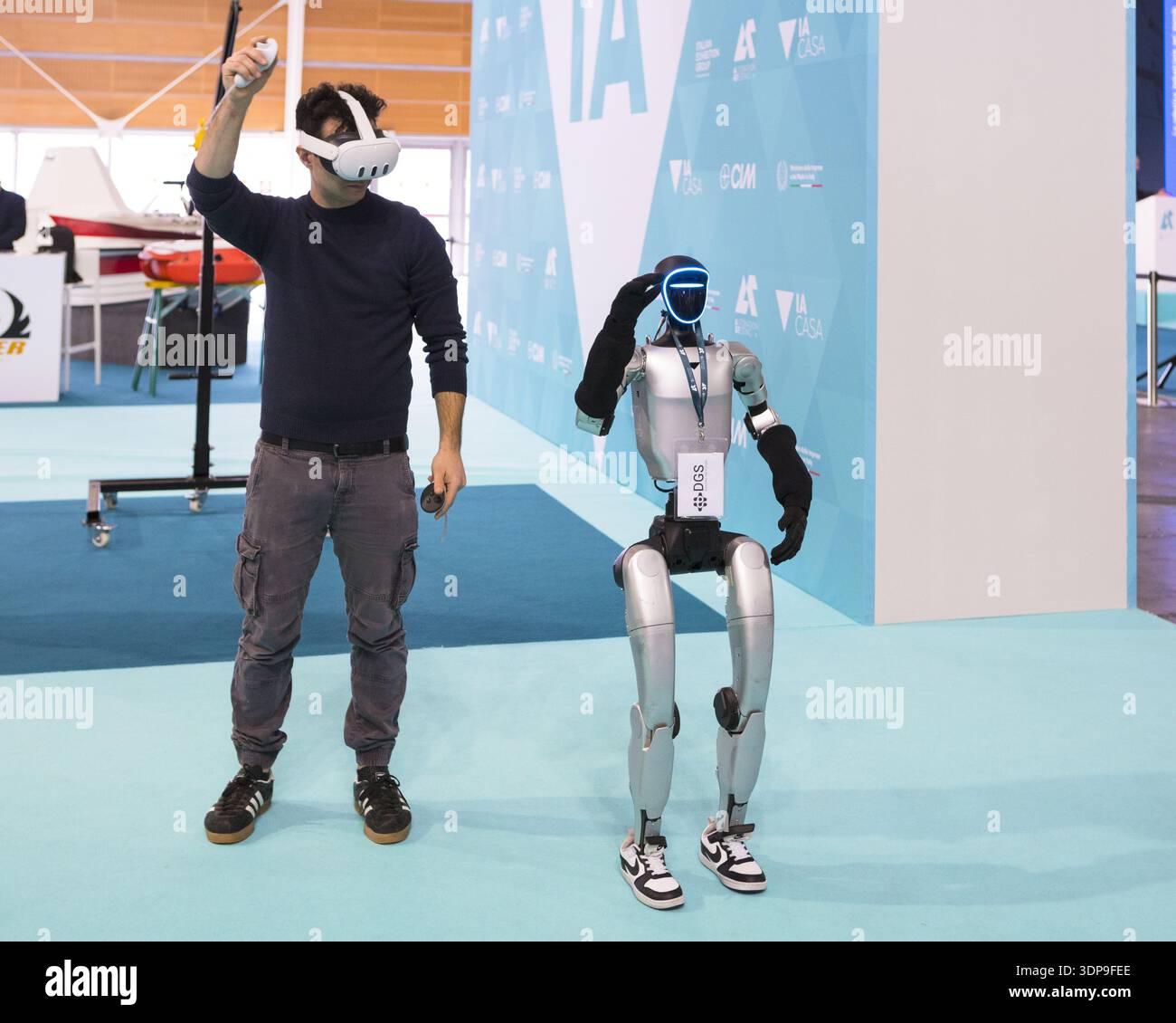 Turin, Italy. 13th February 2026. Unitree G1 humanoid robot mimics ...