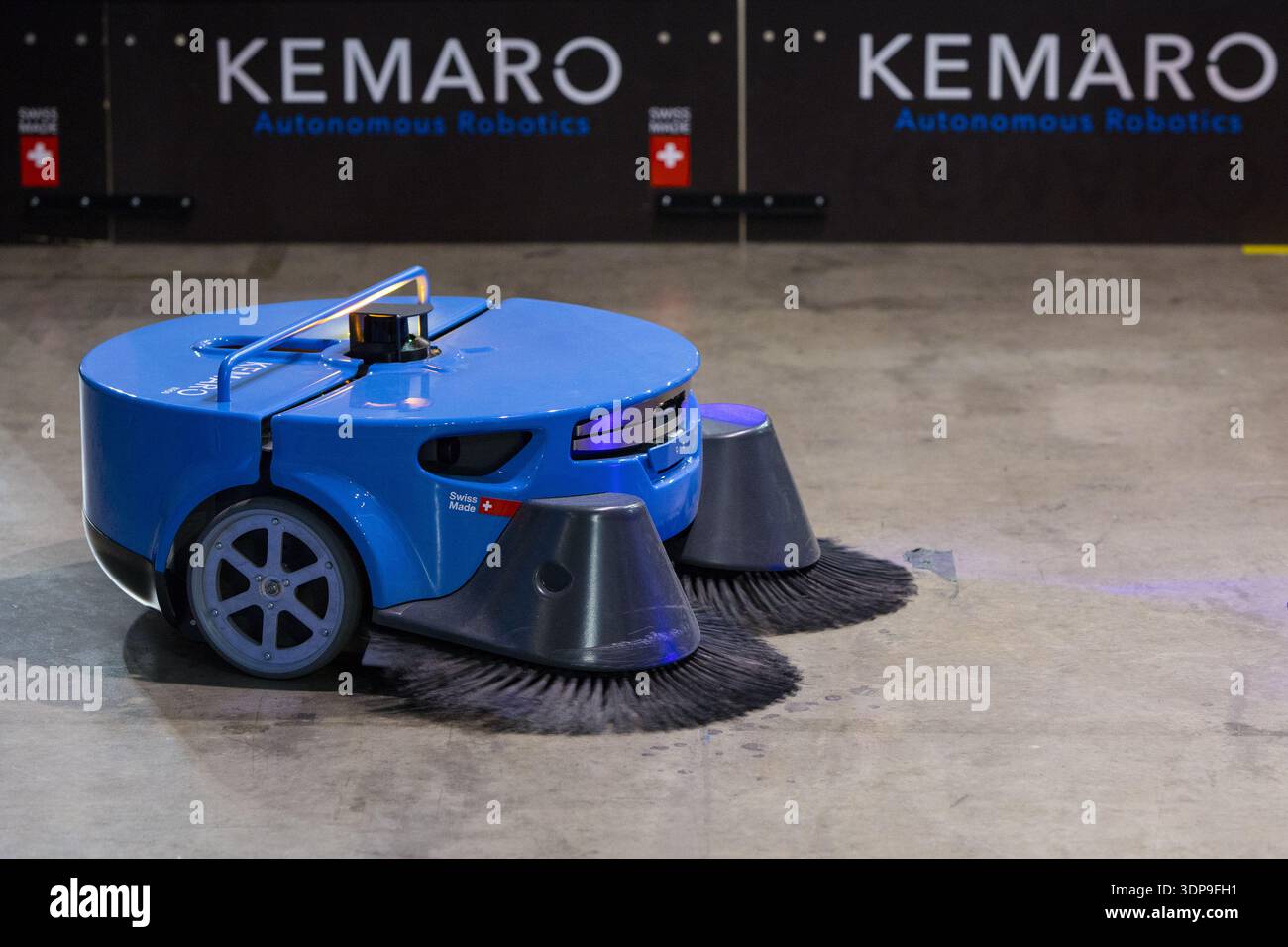 Turin, Italy. 13th February 2026. A Kemaro autonomous robotics cleaning ...