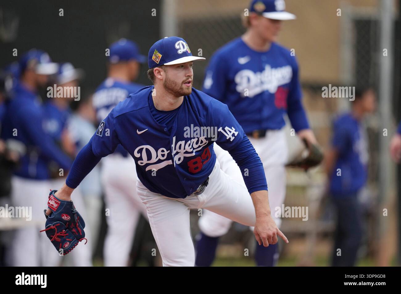 Los Angeles Dodgers pitcher Luke Fox works out during spring training ...