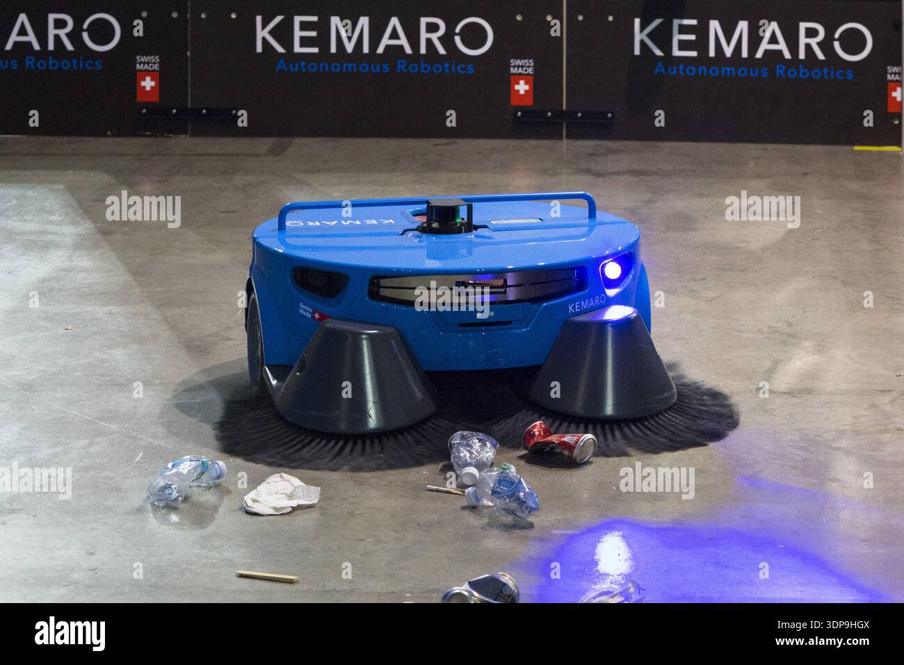 Turin, Italy. 13th February 2026. A Kemaro autonomous robotics cleaning ...