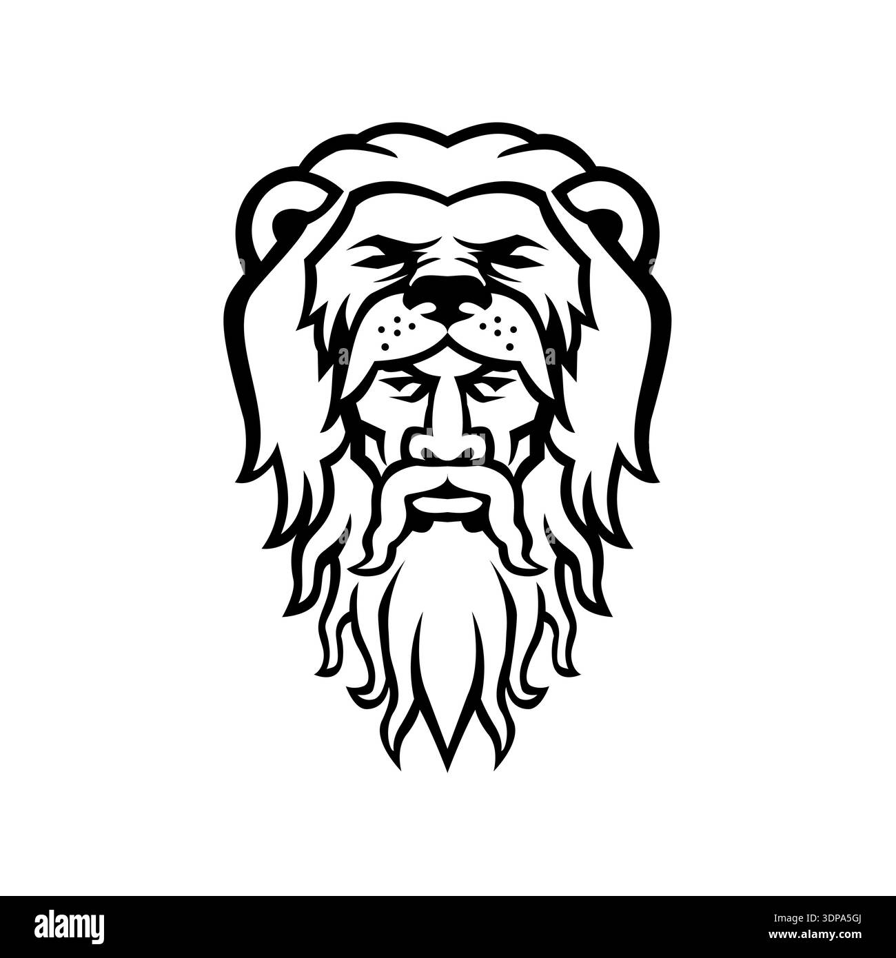 Black and white mascot illustration of head of Hercules or Heracles, a ...