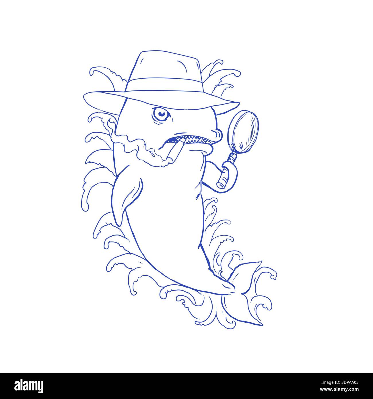 Caricature drawing cartoon style illustration of a Detective Orca ...
