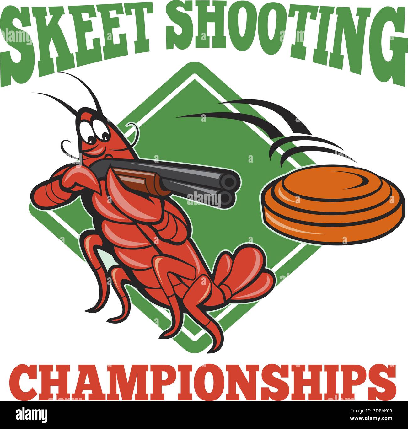 Illustration of a crayfish lobster skeet target shooting using shotgun ...