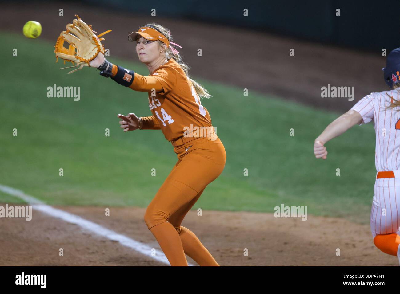 Texas first baseman Reese Atwood gets the out against Syracuse center ...
