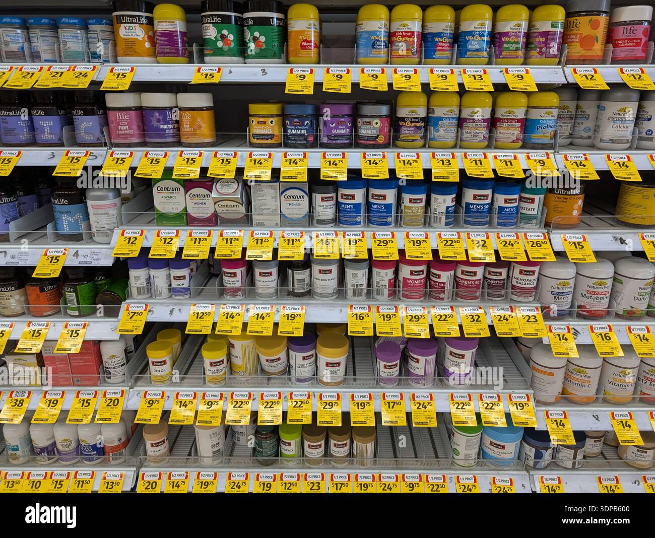 Vitamin and dietary supplement display inside a Coles supermarket in ...
