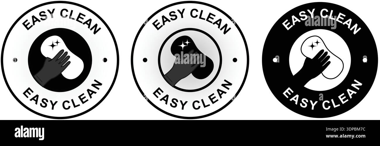 Easy Clean Badge Icon Set in Circular Style. Collection of easy clean ...