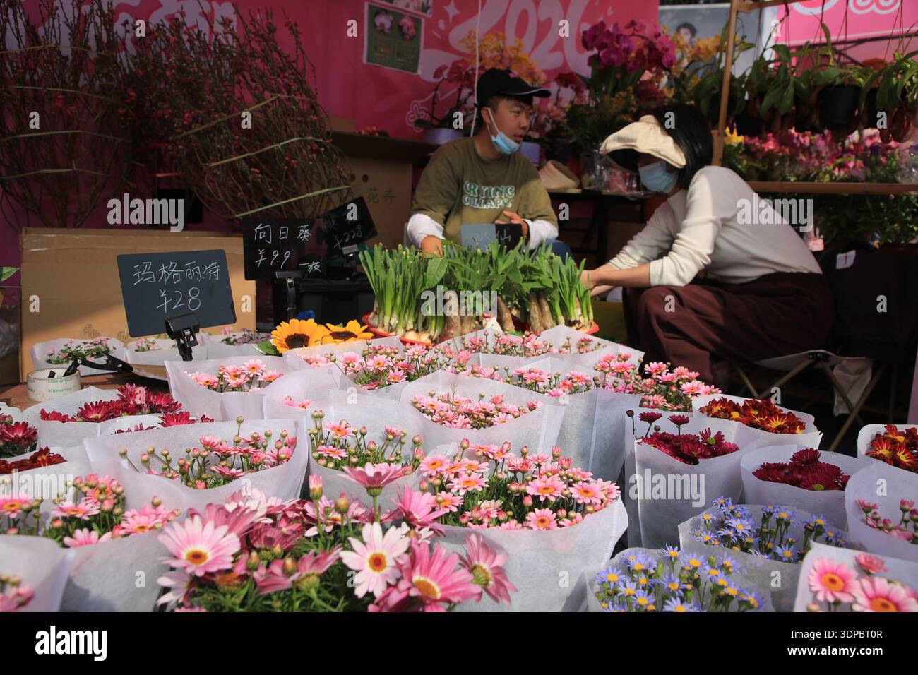 Visitors enjoy the Haizhu Waterfront Flower Market in Guangzhou City ...