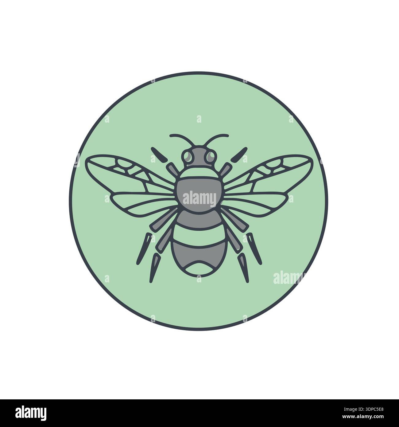 Mono line illustration of a bumble bee set inside circle on isolated ...