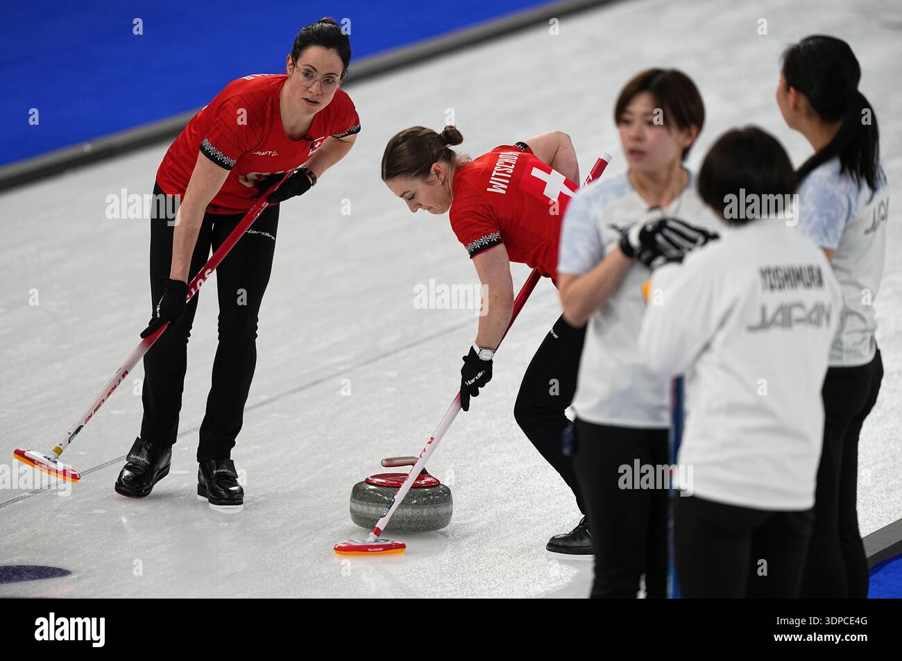 Switzerland's Carole Howald and Selina Witschonke in action during the ...