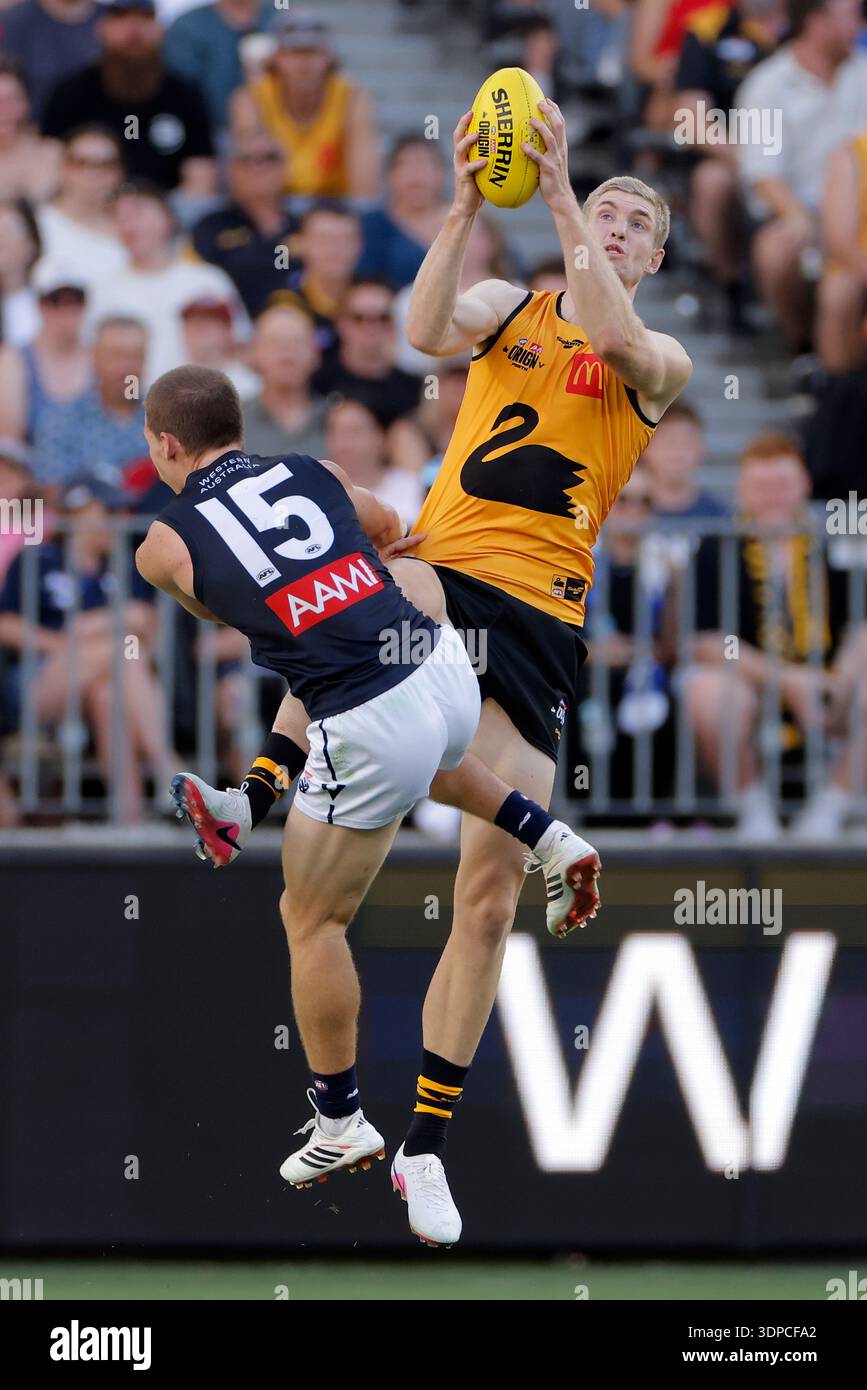 Tim English of Western Australia marks the ball during the AFL Origin ...