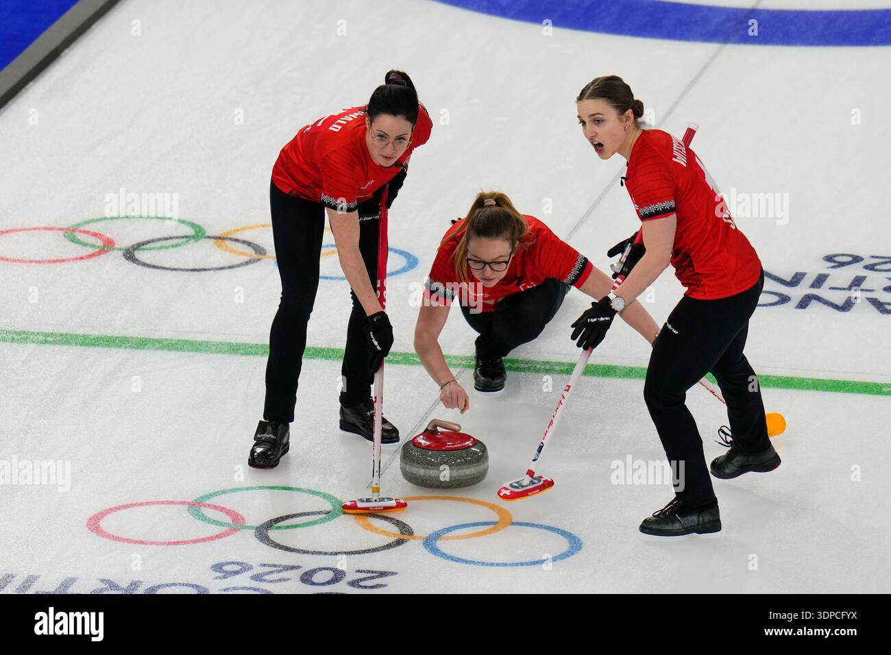 Switzerland's Selina Witschonke, Alina Paetz and Carole Howald compete ...