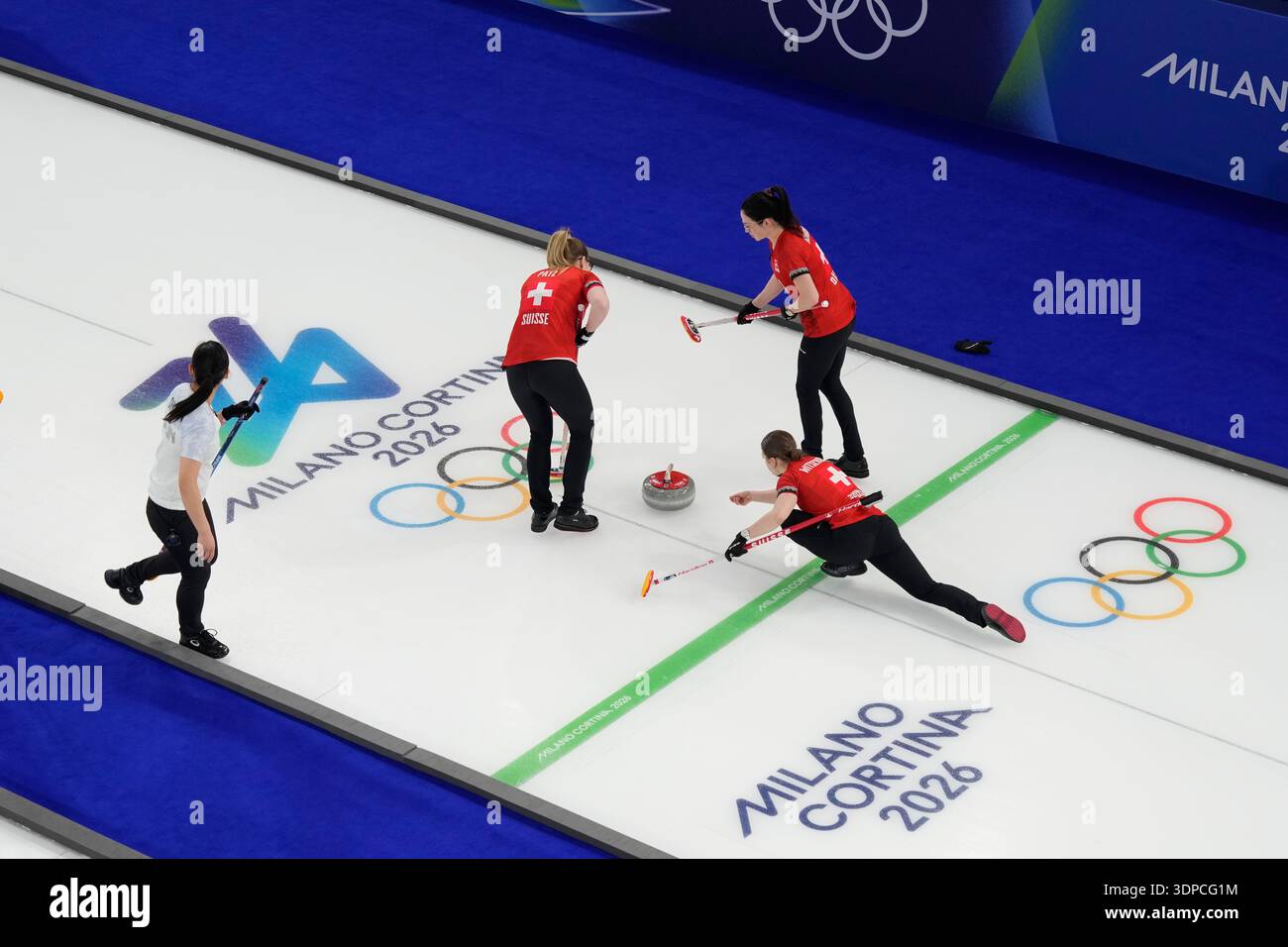 Switzerland's Selina Witschonke, Alina Paetz and Carole Howald compete ...