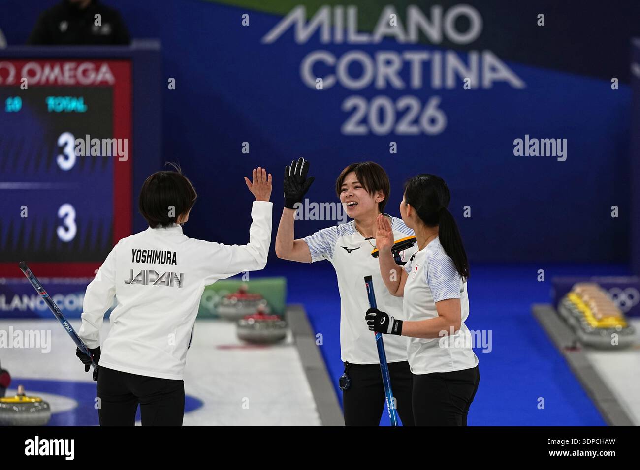 Japan's Kaho Onodera, Sayaka Yoshimura and Anna Ohmiya compete during ...