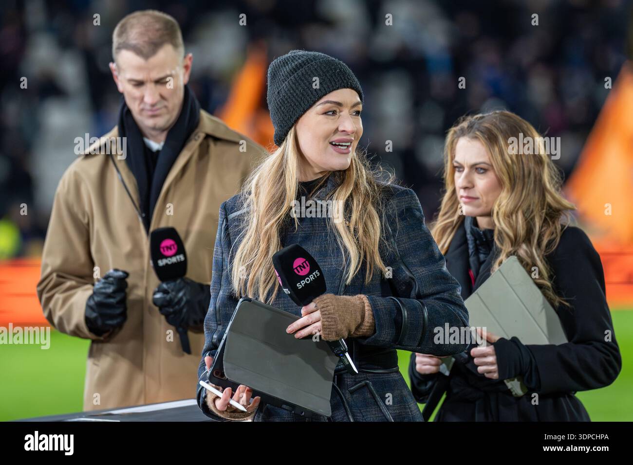 HULL, UK. 13th February 2026. TNT Presenter Laura Woods, in the ...