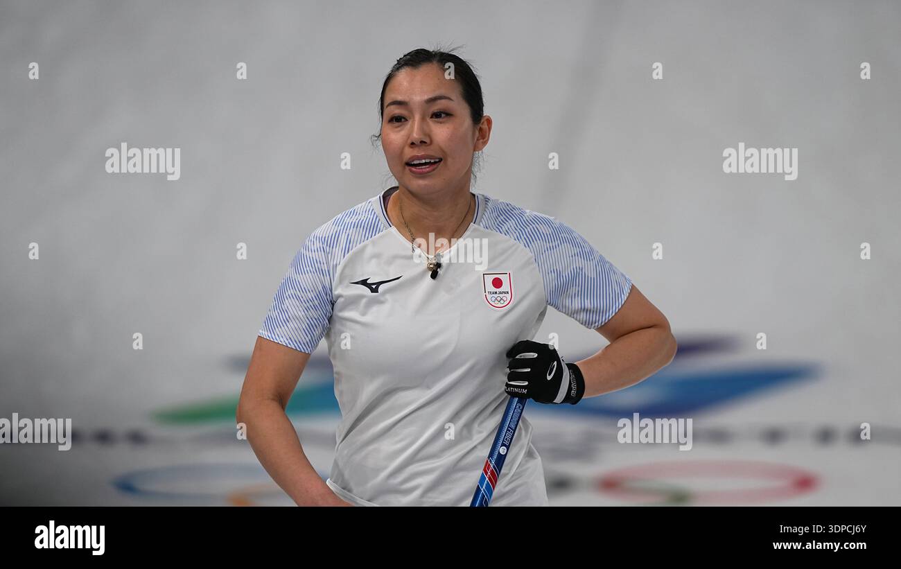 Japan's Anna Ohmiya competes during the women's curling round robin ...
