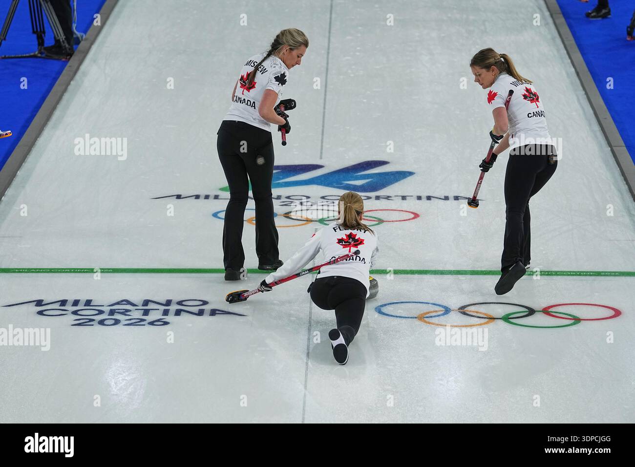 Canada's Emma Miskew, Tracy Fleury and Sarah Wilkes in action during ...