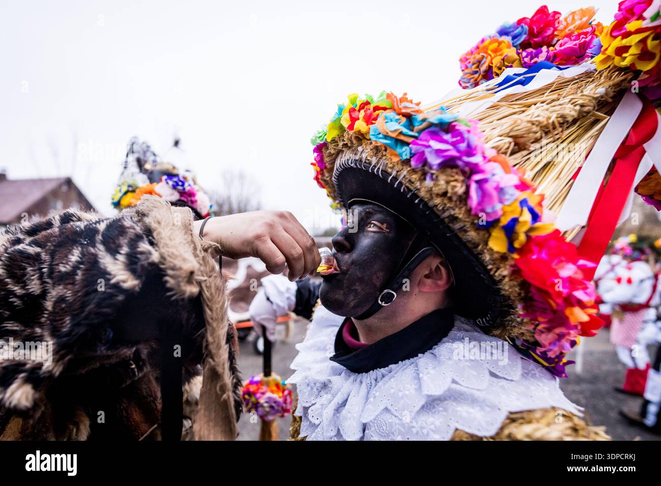 Old Bohemian carnival procession (Slavic carnival) in Heralec, Czech ...