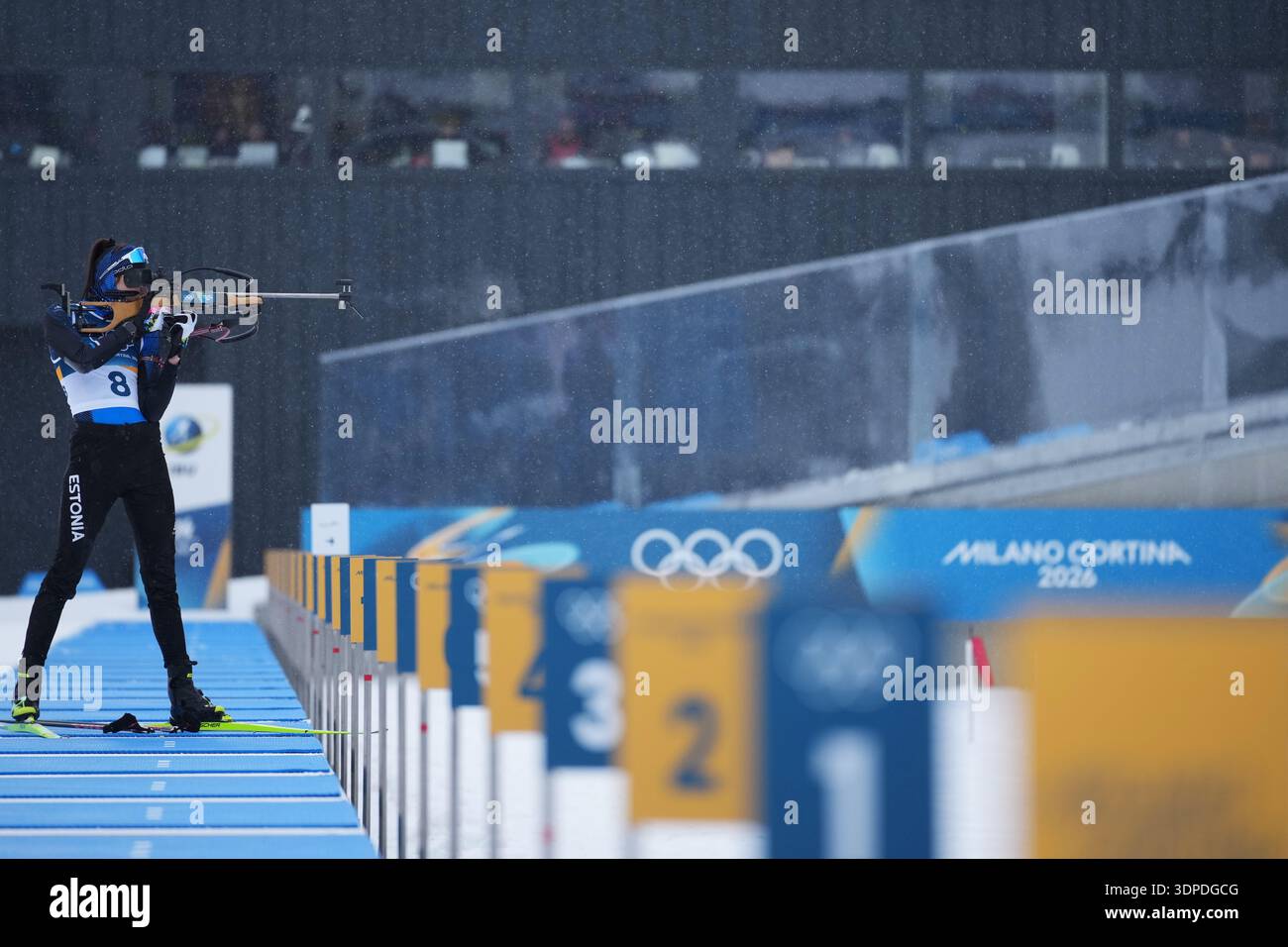 Tuuli Tomingas, of Estonia, shoots ahead of the women's 7.5-kilometer ...