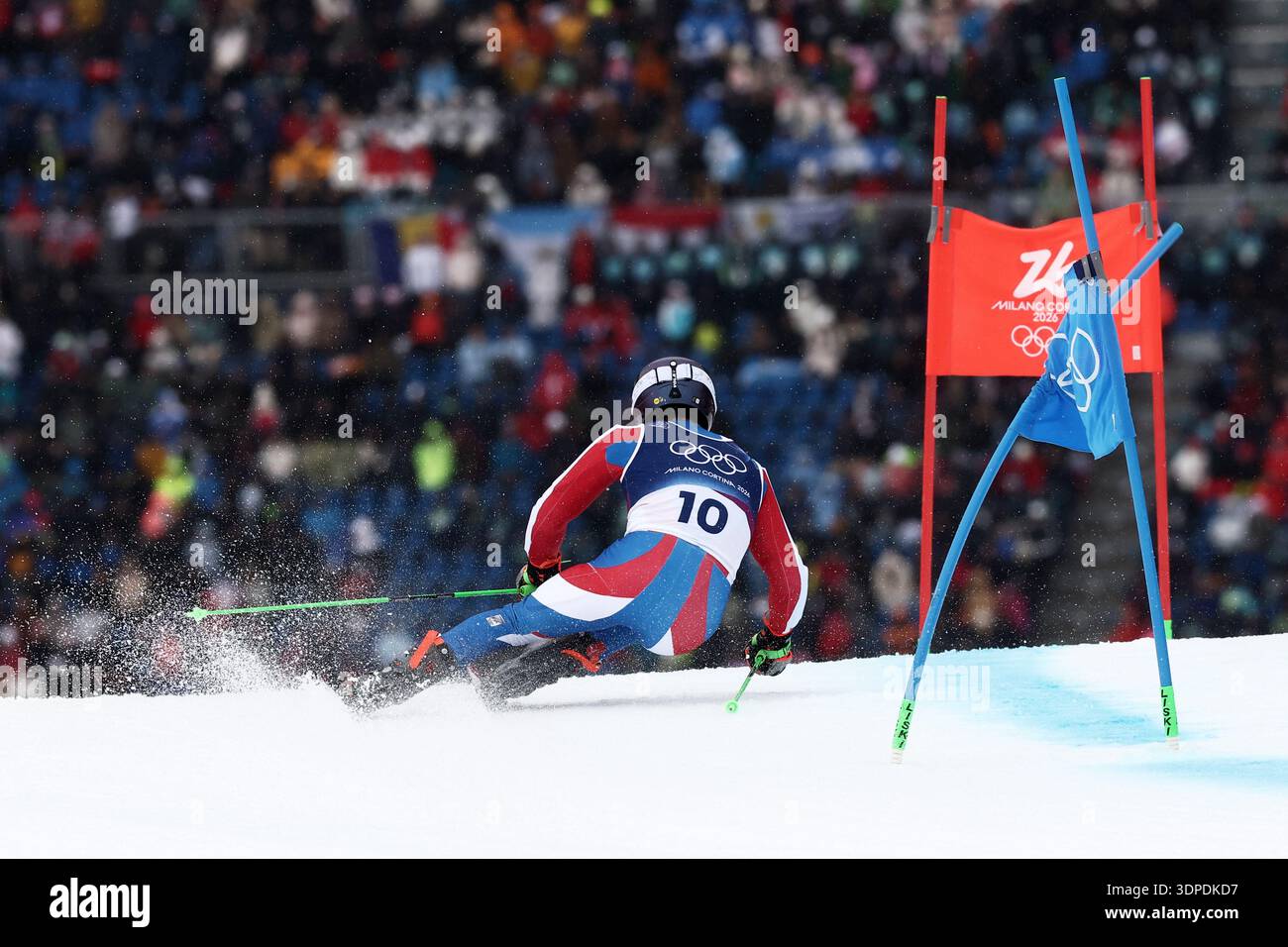 France's Leo Anguenot speeds down the course, during an alpine ski, men ...
