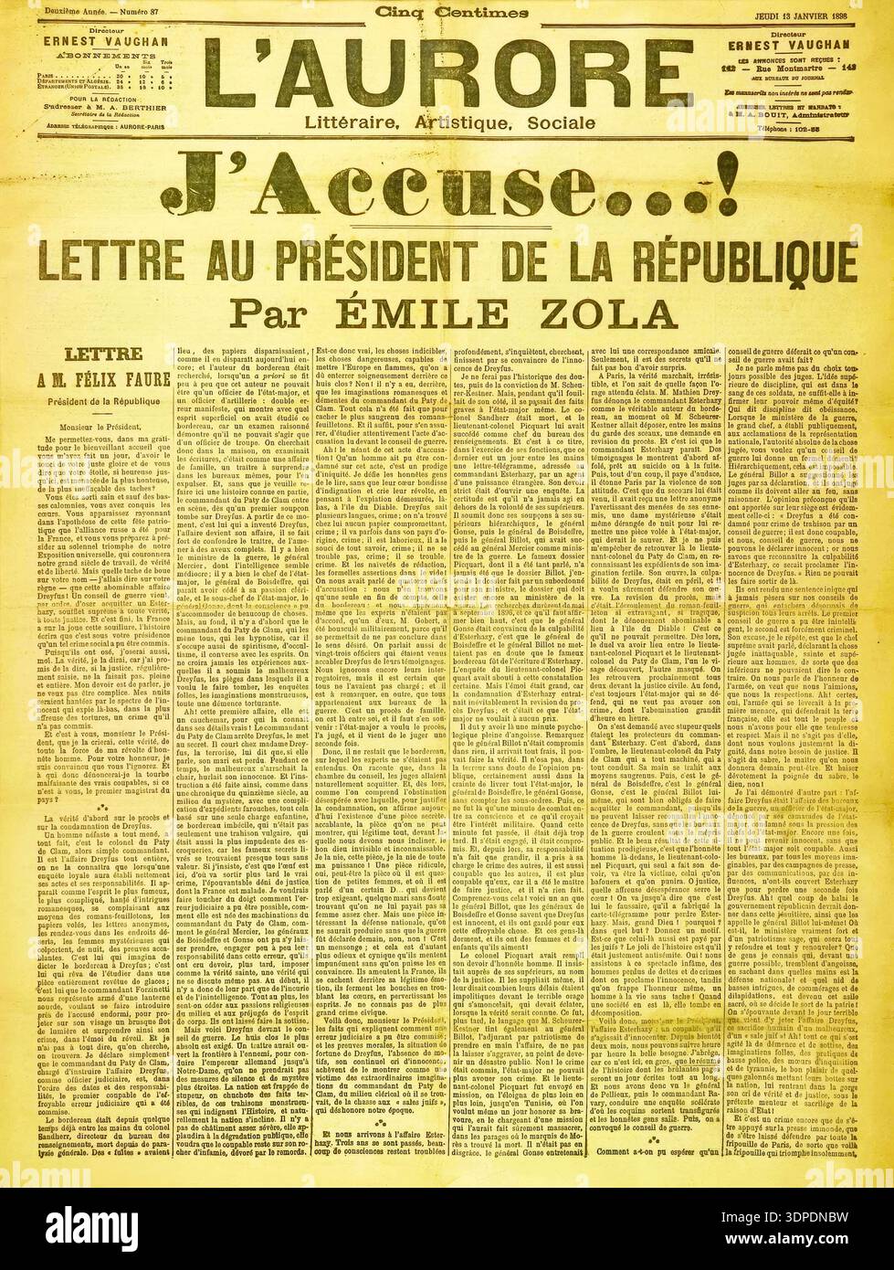 Lettre au president de la republique par emile zola hi-res stock ...