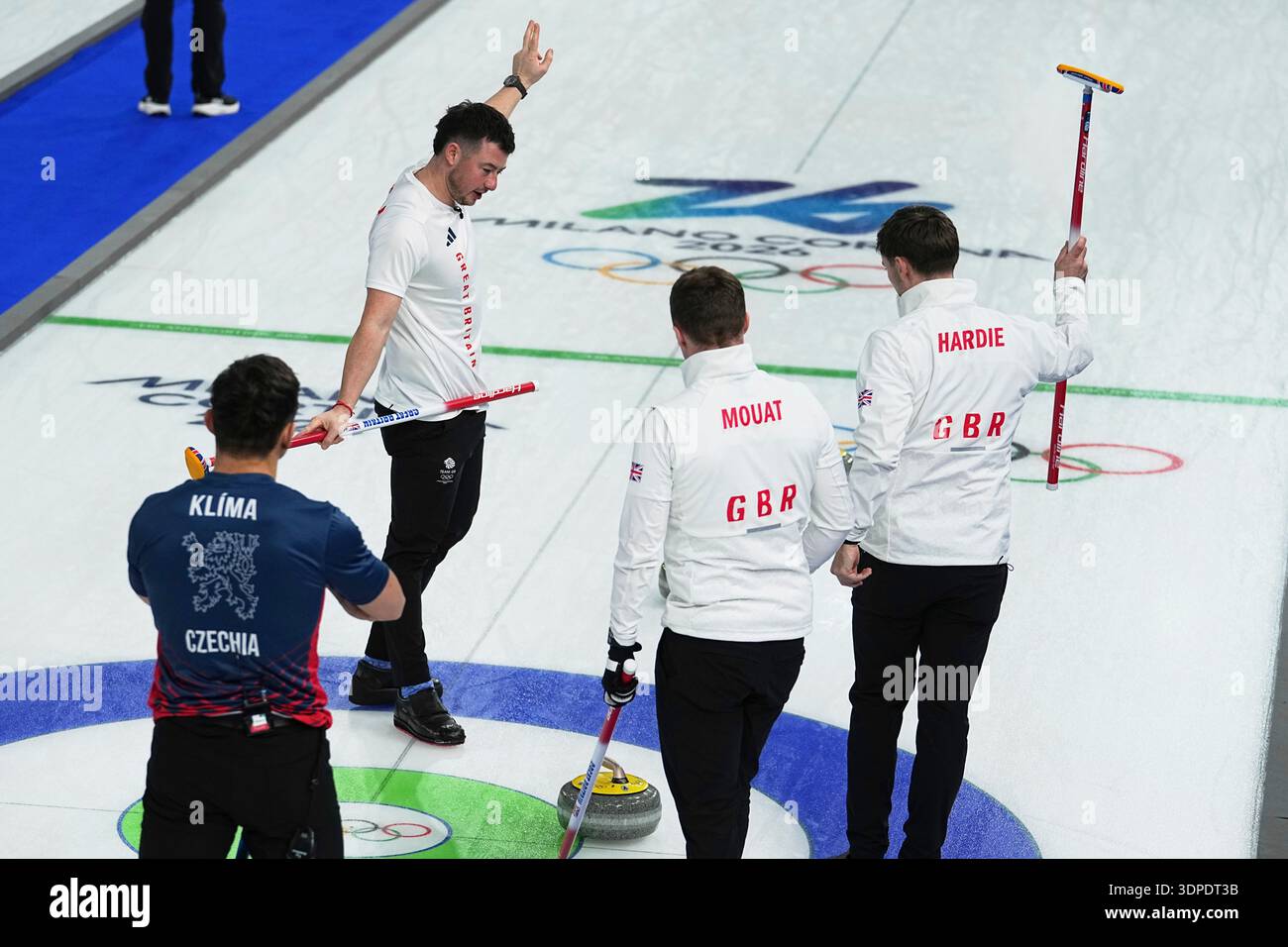 Britain's Hammy McMillan, Grant Hardie, and Bruce Mouat compete against ...