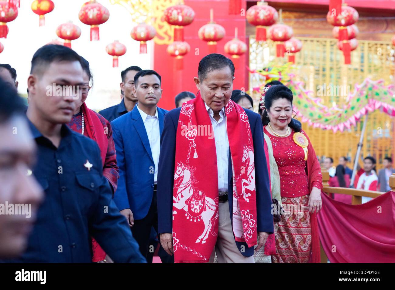 Deputy military leader and vice senior Gen. Soe Win, center, attends a ...