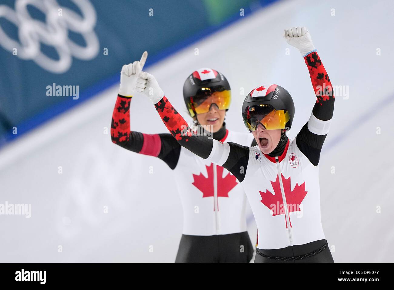 Ivanie Blondin of Canada, front, and Valerie Maltais of Canada ...