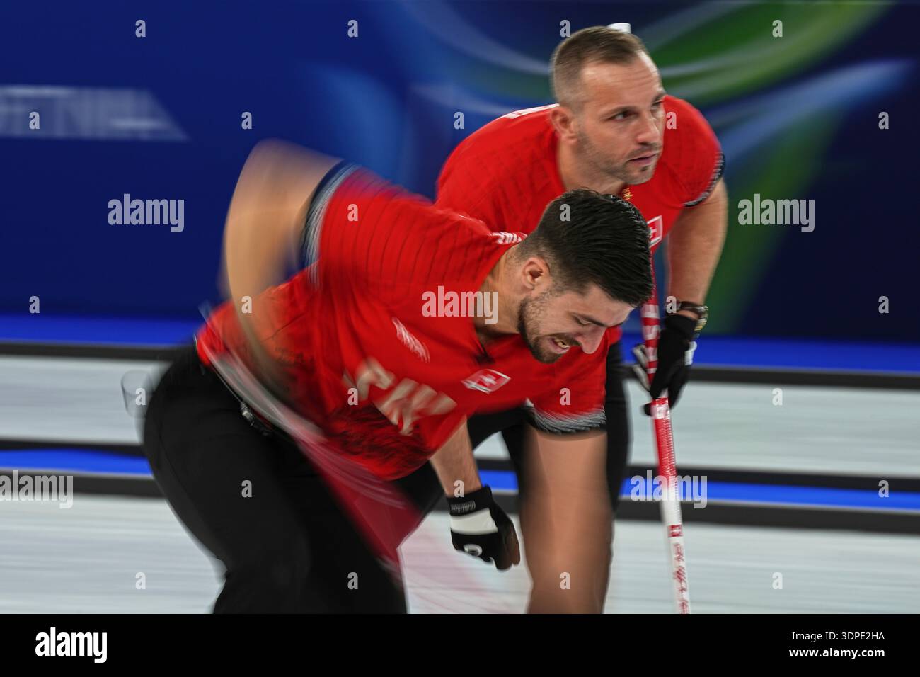 Switzerland's Pablo Lachat-Couchepin and Sven Michel in action during ...
