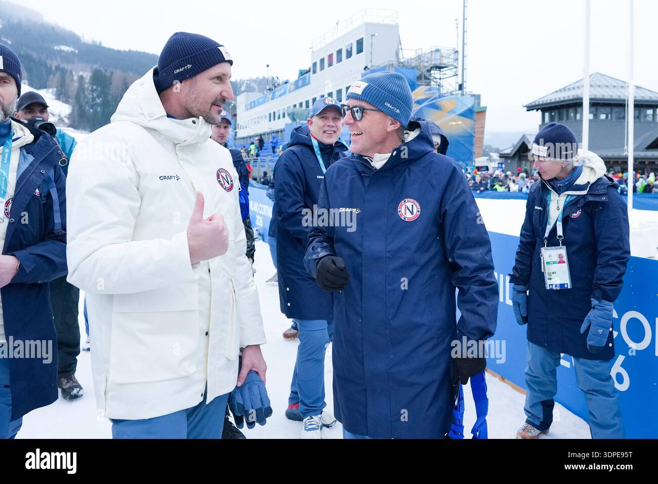 Val di Fiemme, Italy 20260214. Crown Prince Haakon and national team ...