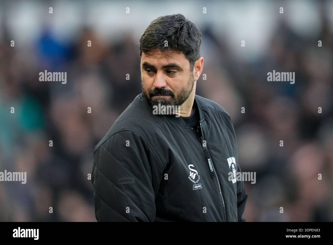 Vitor Matos manager of Swansea City looks on during the Sky Bet ...