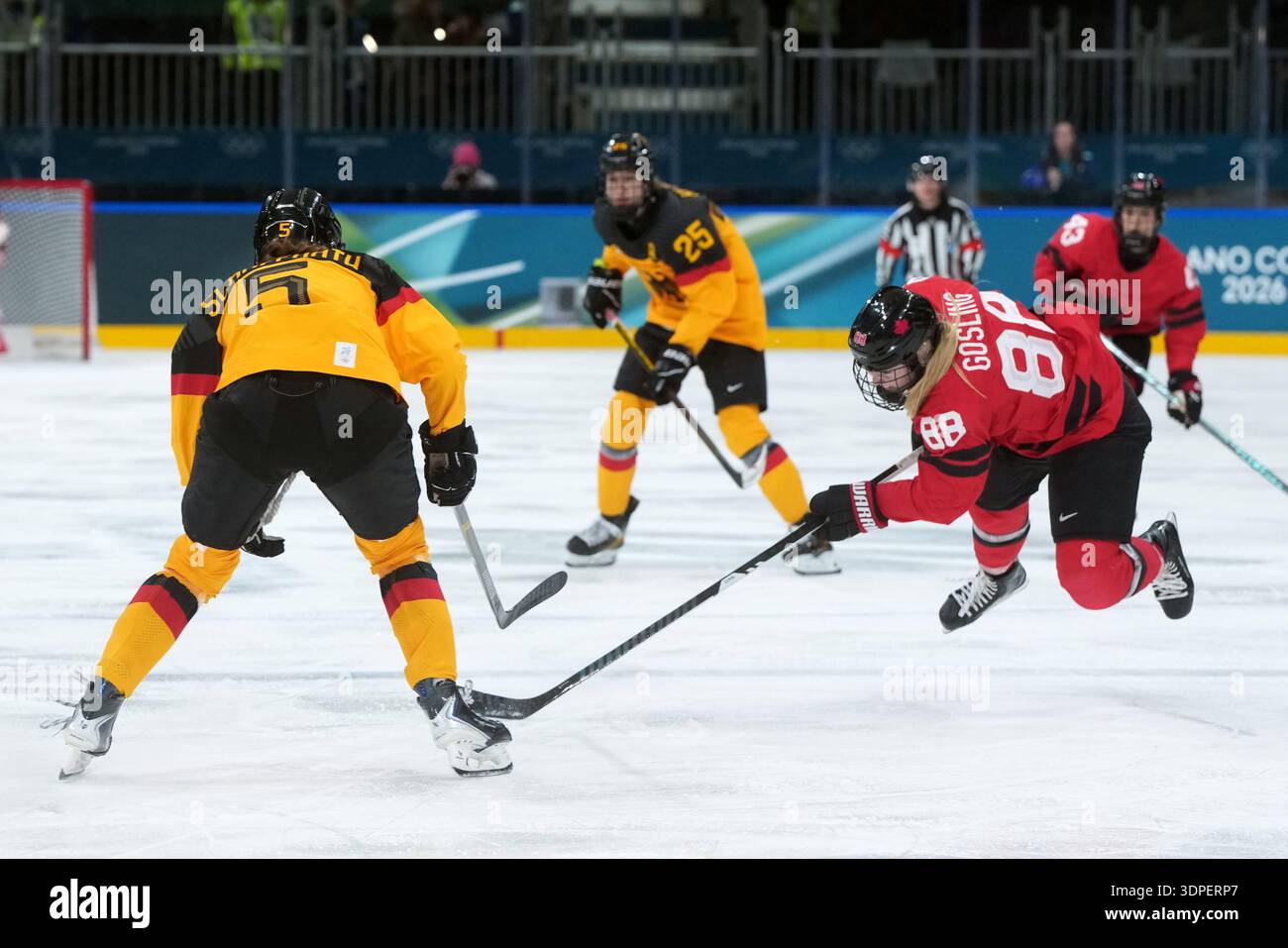 Canada's Julia Gosling (88) falls in front of Germany's Charlott ...