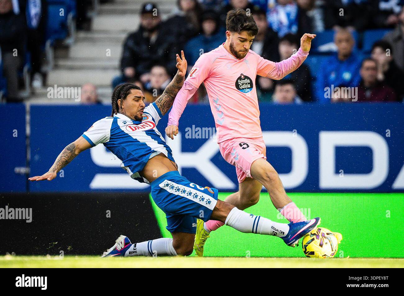 Tyrhys DOLAN of Espanyol Barcelona and Sergio CARREIRA of Celta Vigo ...