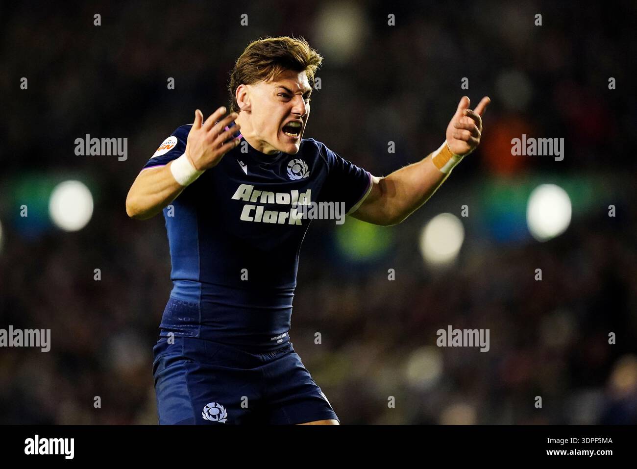 Scotland's Tom Jordan celebrates his side being awarded a penalty ...