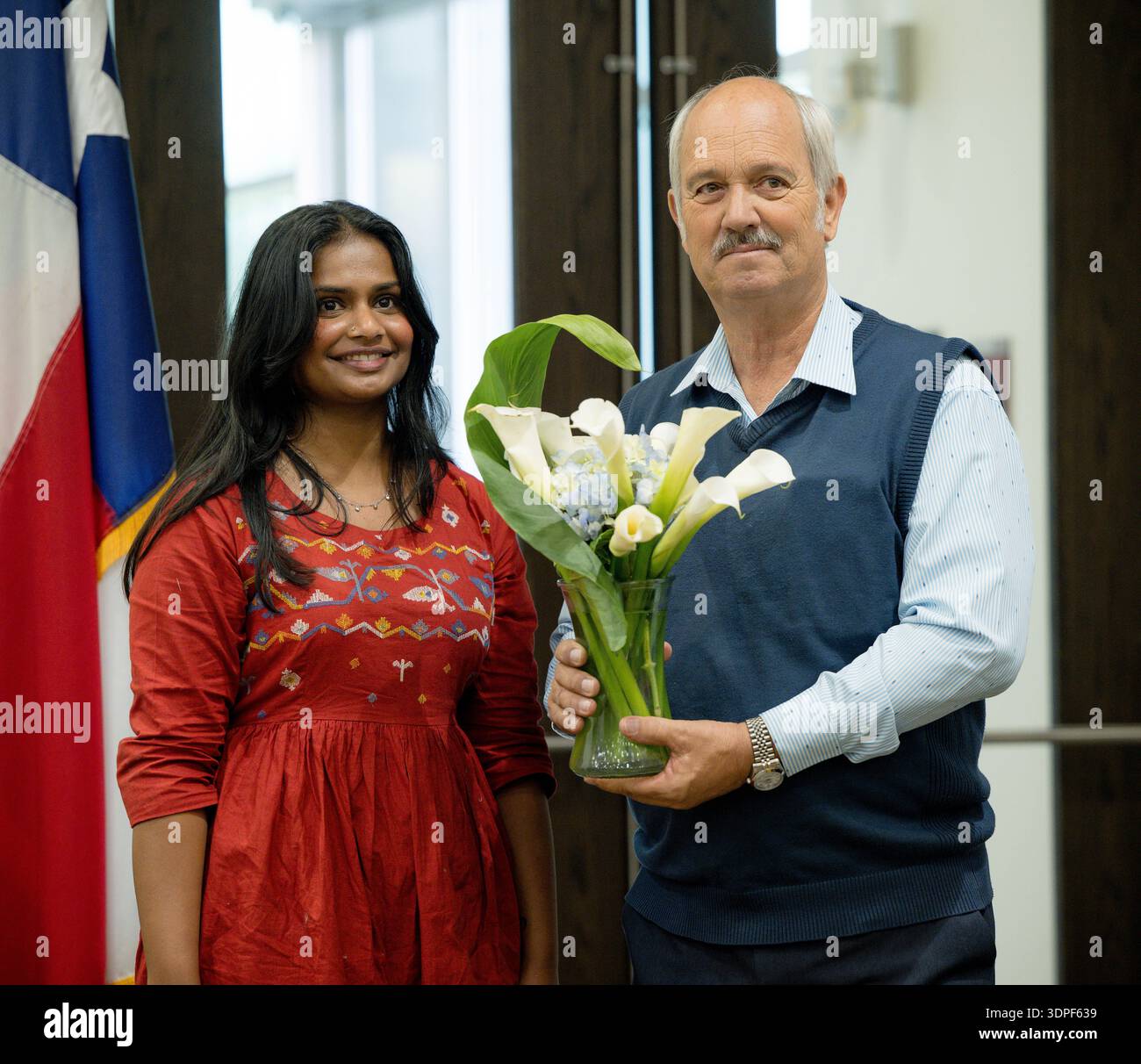 Houston, USA. 13th Feb, 2026. Irene Maxwell and Christo Brand attend ...