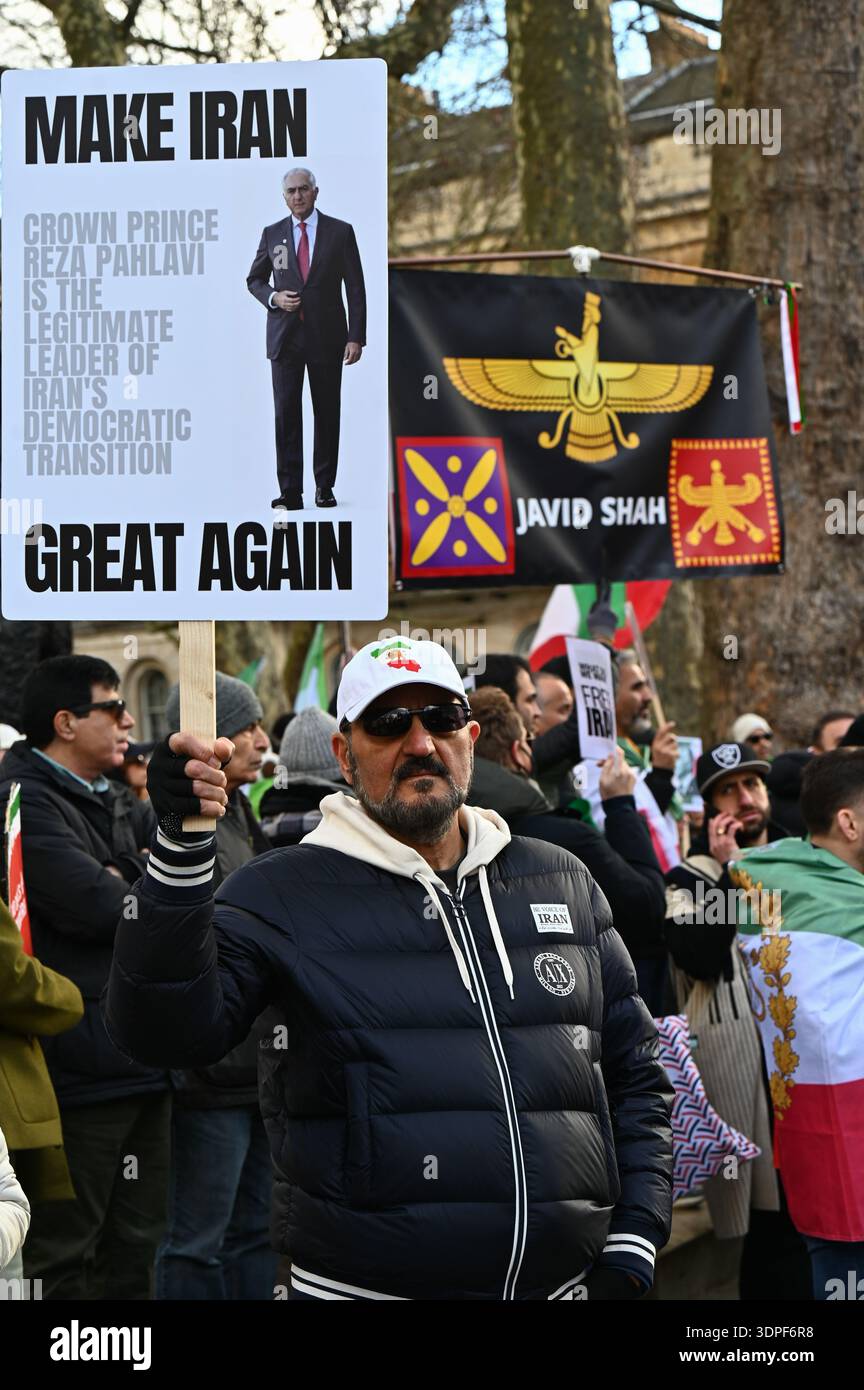 LONDON, UK - FEBRUARY 14 2026: Iranians and supporters of freedom and ...