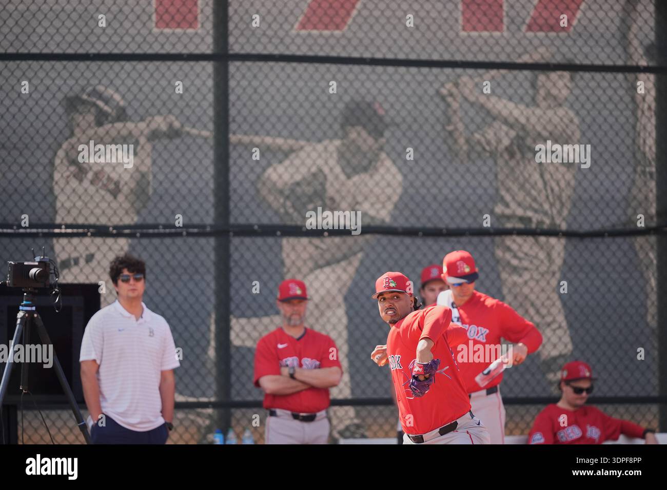 Boston Red Sox pitcher Johan Oviedo works out during spring training ...