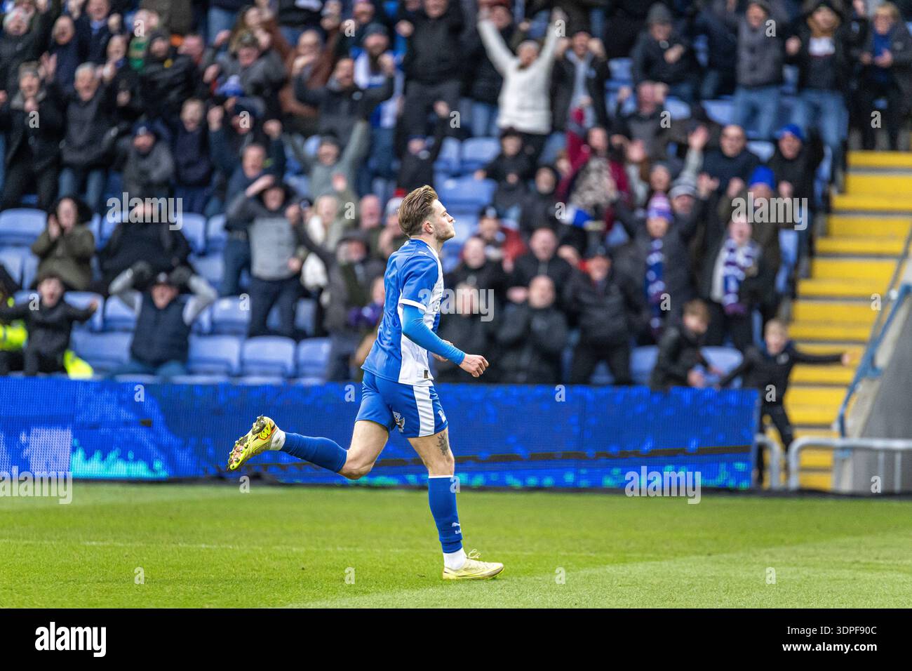 Oldham Athletic's Jack Stevens celebrates after scoring his team's goal ...