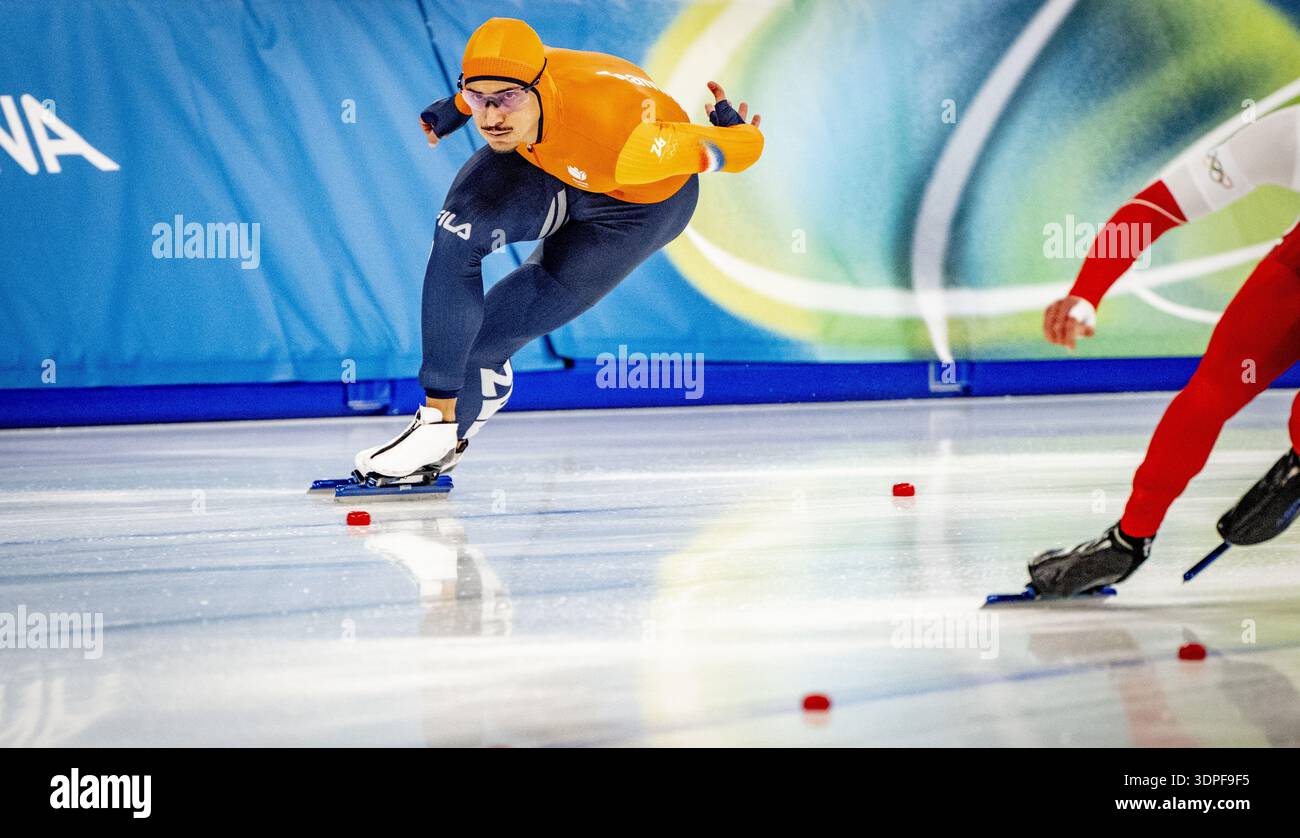 MILAN - Sebas Diniz in action in the 500 meters at the men's long track ...