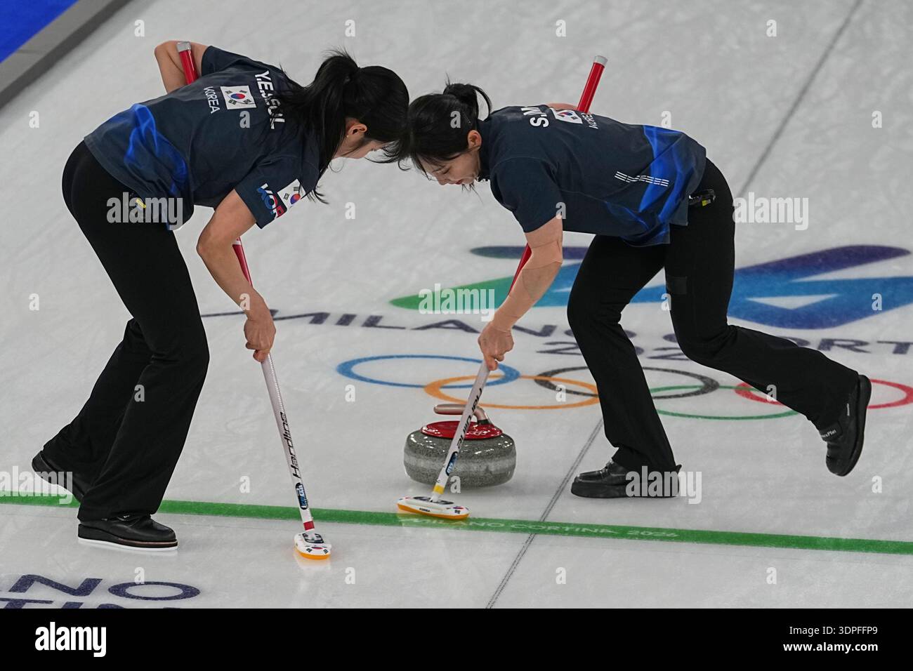 South Korea's Kim Su-ji and Seol Ye-eun in action during the women's ...